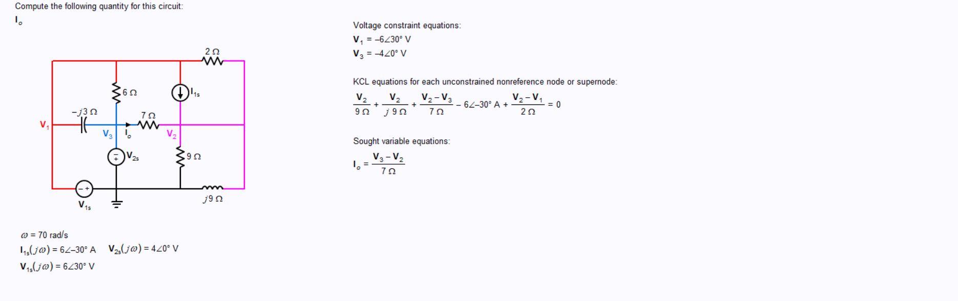 Solved Compute the following quantity for this circuit: I∘ | Chegg.com