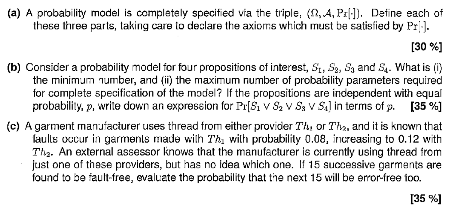 Solved (a) A probability model is completely specified via | Chegg.com