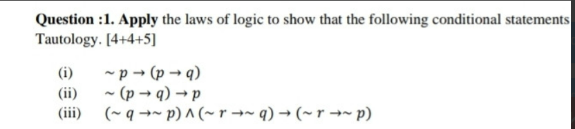 Solved Question :1. Apply the laws of logic to show that the | Chegg.com