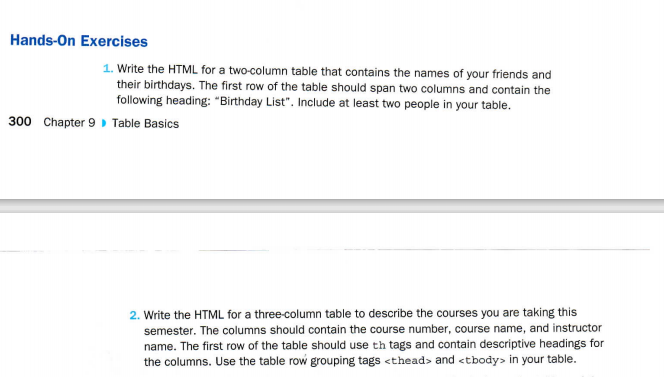 Solved Chapter 9 Table Basics Hands- on Exercises. Page 300. | Chegg.com