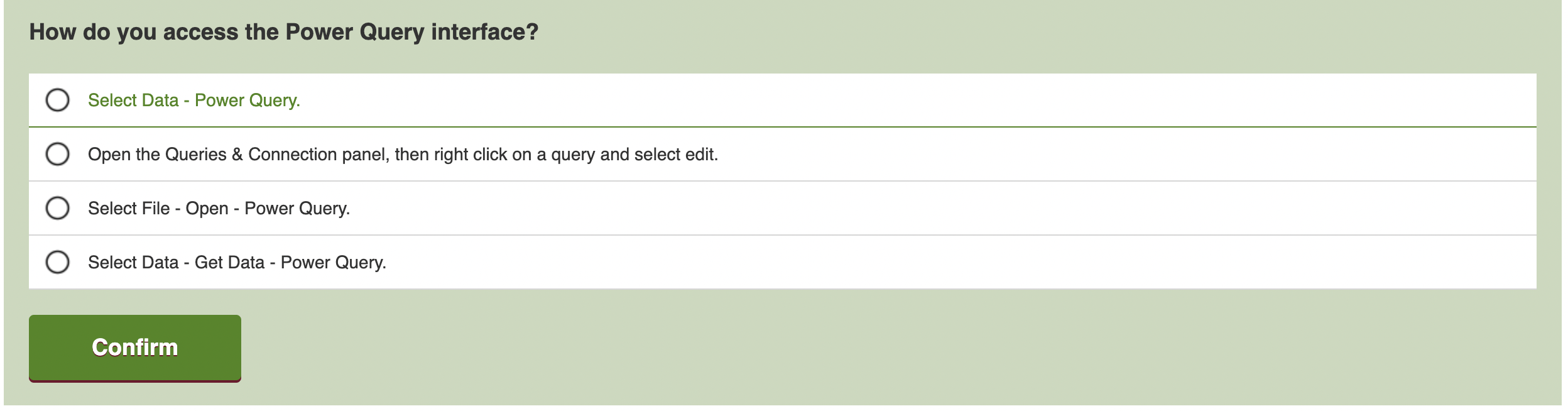 Solved How do you access the Power Query interface? Select | Chegg.com