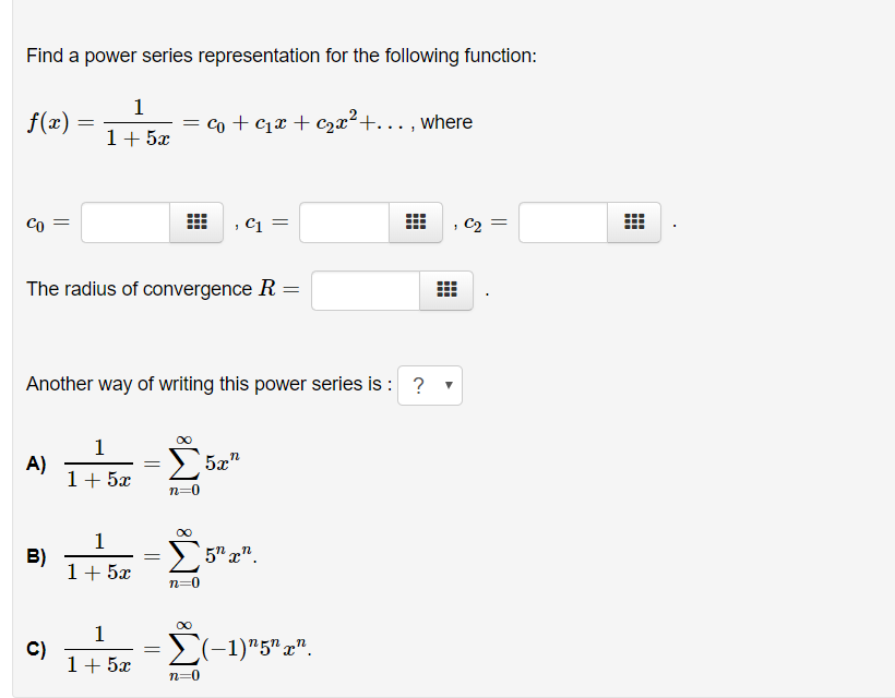 Solved Find a power series representation for the following | Chegg.com