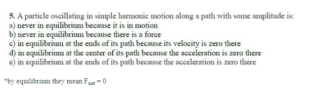Solved 5. A particle oscillating in simple harmonic motion | Chegg.com