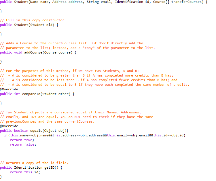 public Student (Name name, Address address, String | Chegg.com
