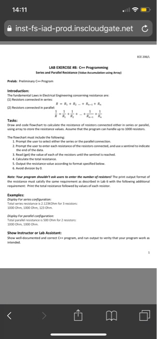 Solved 14:11 a inst-fs-iad-prod.inscloudgate.net C LAB | Chegg.com