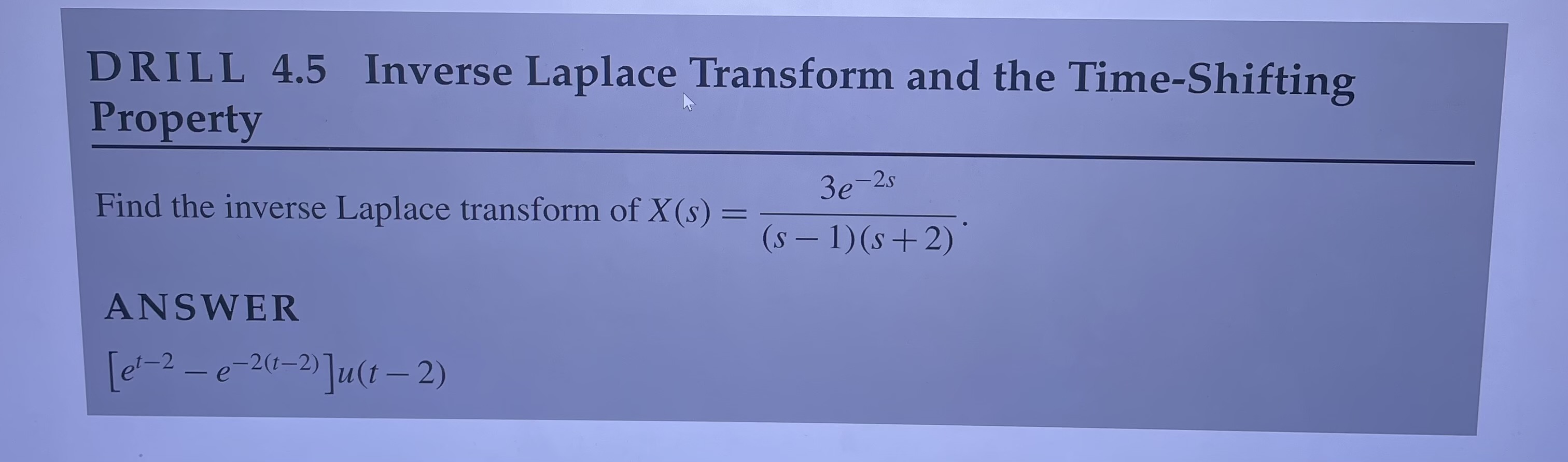 Solved DRILL 4.5 Inverse Laplace Transform and the | Chegg.com