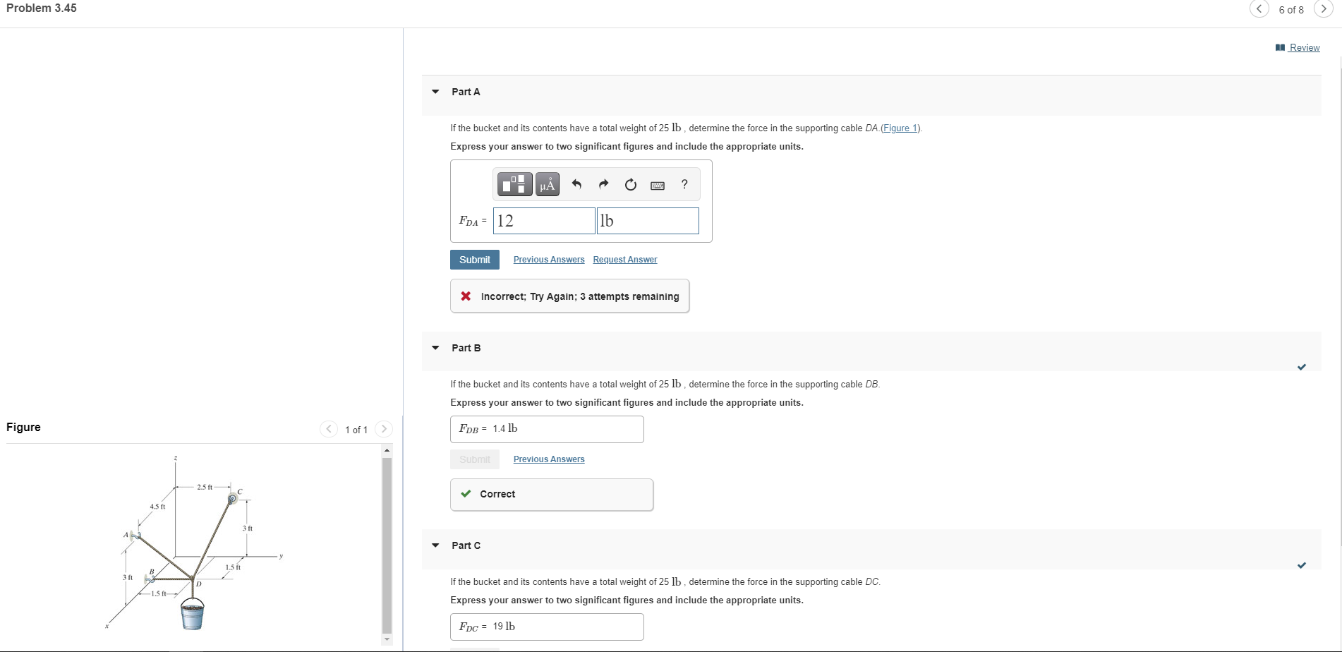 Solved 2.5 ft 4.5 ft 3 ft 3 1.5 ft 3 ft 1.5 ft Problem 3.45 | Chegg.com ...
