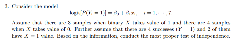 Solved 3 Consider The Model Logit[p Y 1 ] Bo Bili