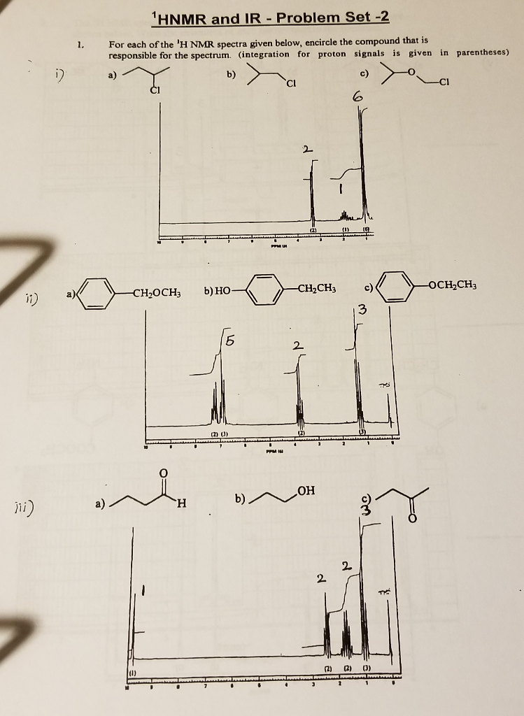 Solved HNMR and IR - Problem Set -2 For each of the 'H NMR | Chegg.com