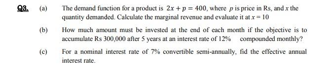 Solved 28. (a) (b) The demand function for a product is 2x + | Chegg.com