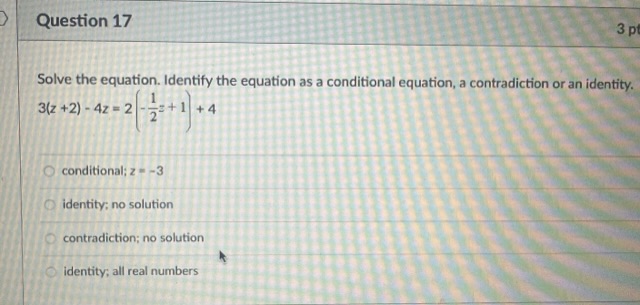 Solved Question 17Solve the equation. Identify the equation | Chegg.com