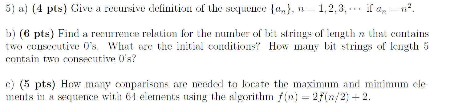 Solved 5 A 4 Pts Give A Recursive Definition Of The