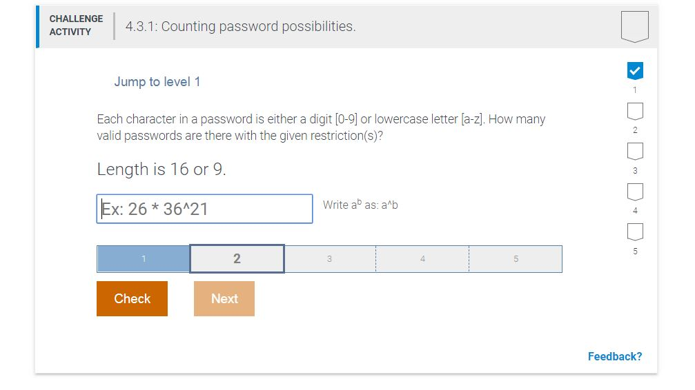 Solved CHALLENGE ACTIVITY 4.3.1: Counting password | Chegg.com Solved CHALLENGE ACTIVITY 4.3.1: Counting password | Chegg.com