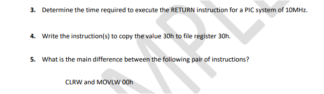 3. Determine the time required to execute the RETURN | Chegg.com