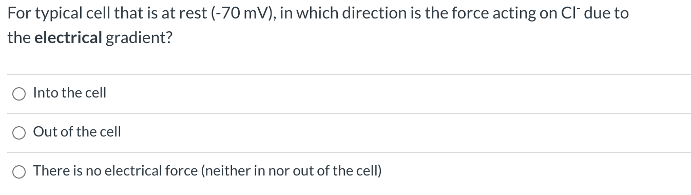 Solved For typical cell that is at rest (-70 mV), in which | Chegg.com