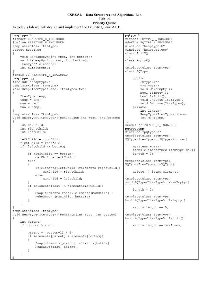 Solved Cse2251 Data Structures And Algorithms Lab Lab 14 