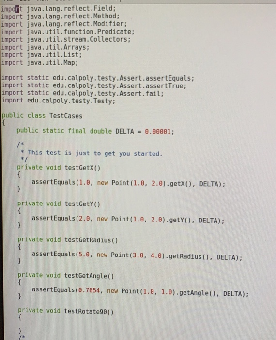 Solved JavaPlease help me create a class in Point.java by | Chegg.com