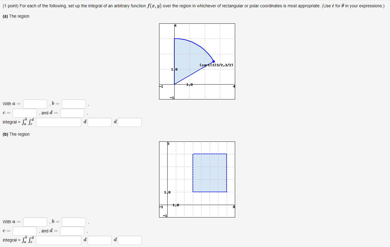 Solved (1 point) For each of the following, set up the | Chegg.com