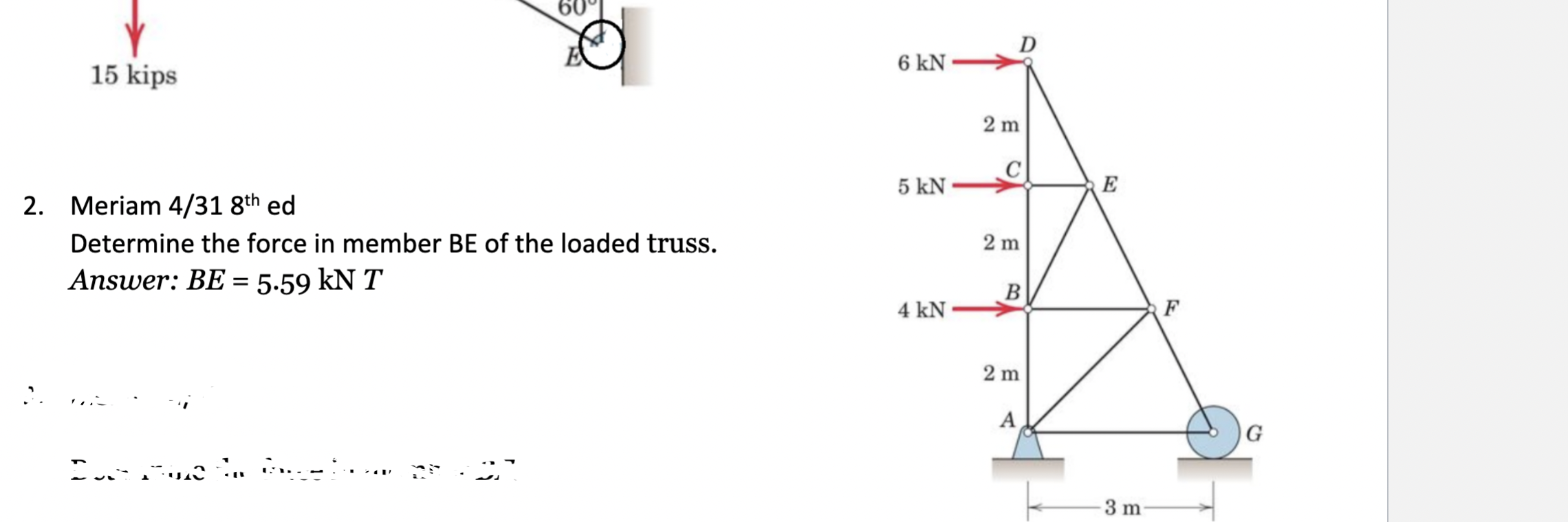 Solved 2. Meriam 4/318th ed Determine the force in member | Chegg.com