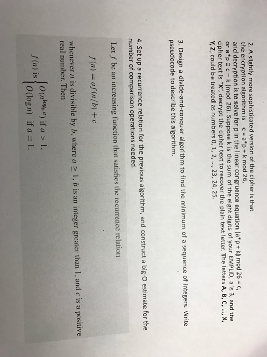 Solved A slightly more sophisticated version of the cipher | Chegg.com