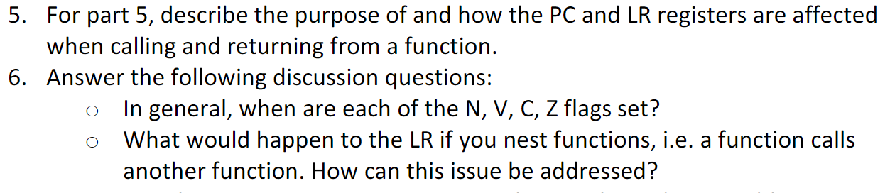 Solved 5. For part 5, describe the purpose of and how the PC | Chegg.com