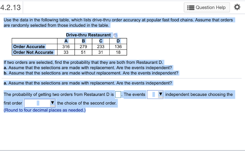 Solved Use the data in the following table, which lists | Chegg.com