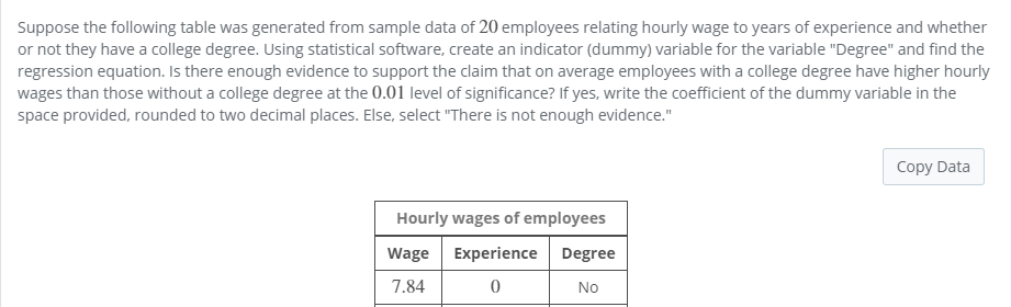 Solved Suppose the following table was generated from sample | Chegg.com