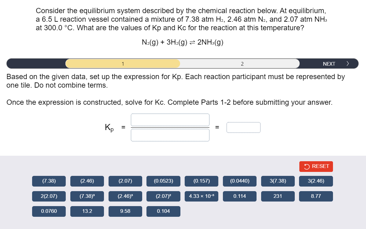 Solved Consider the equilibrium system described by the | Chegg.com