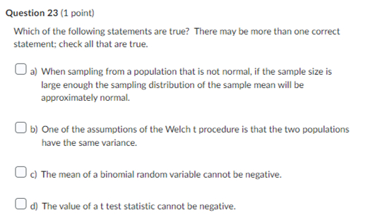 Solved Question 23 (1 ﻿point)Which of the following | Chegg.com