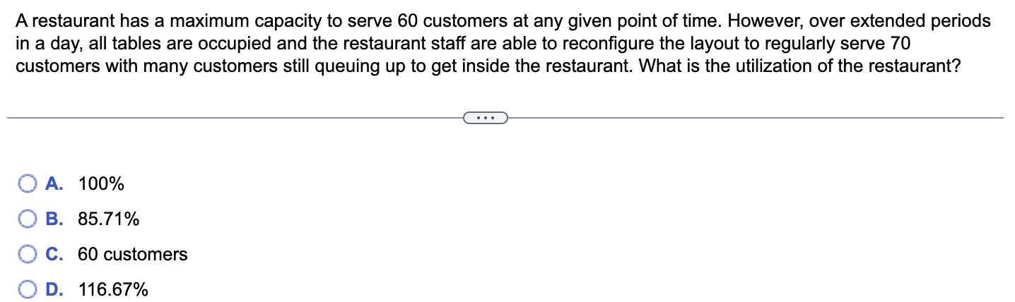 Solved A restaurant has a maximum capacity to serve 60 | Chegg.com