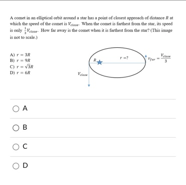 Solved A comet in an elliptical orbit around a star has a | Chegg.com