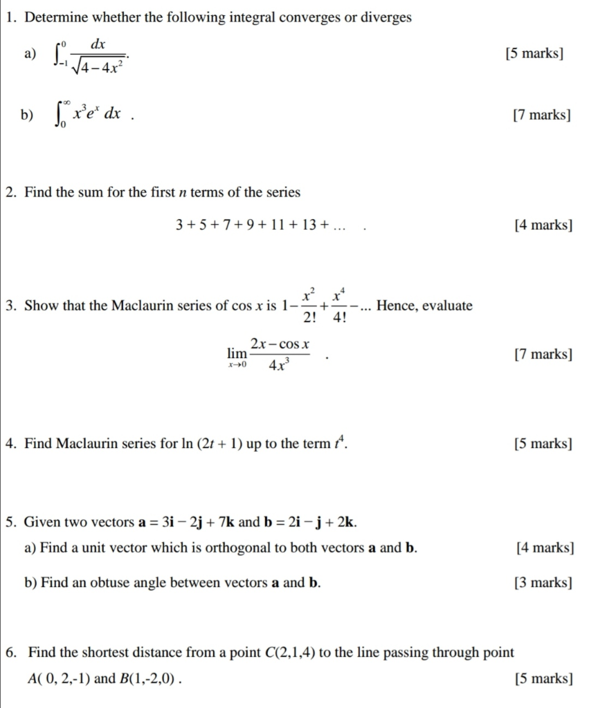 Solved 1. Determine whether the following integral converges | Chegg.com