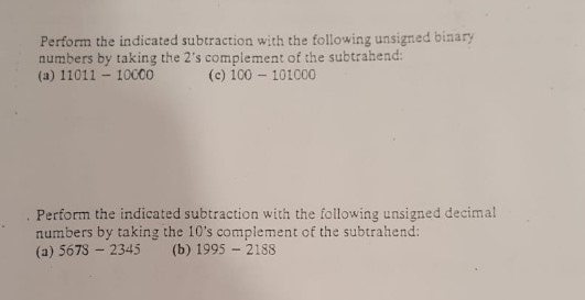 Solved Perform the indicated subtraction with the following | Chegg.com