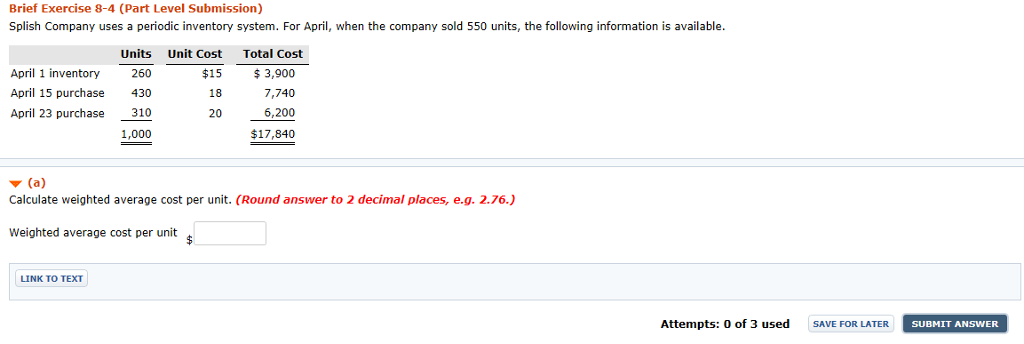 Solved Brief Exercise 8-4 (Part Level Submission) Splish | Chegg.com Solved Brief Exercise 8-4 (Part Level Submission) Splish | Chegg.com