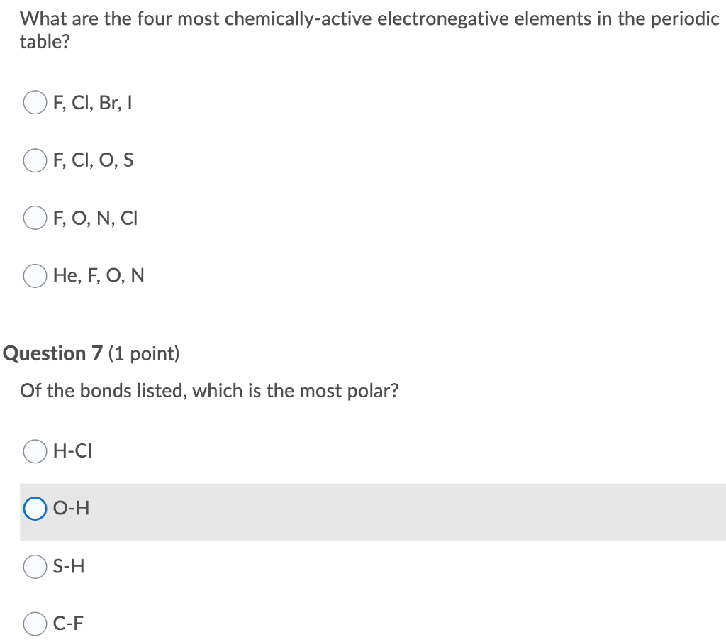 Solved What are the four most chemically-active | Chegg.com