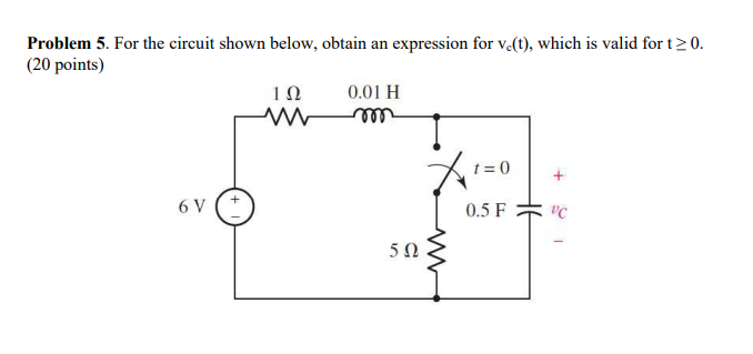 Solved Problem 5. For the circuit shown below, obtain an | Chegg.com