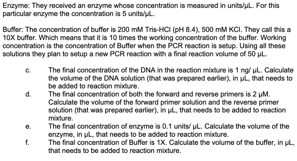 Solved Enzyme: They received an enzyme whose concentration | Chegg.com