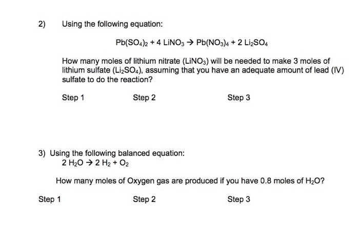 Solved 2) Using the following equation: Pb(SO4)2 + 4 LİNOg | Chegg.com