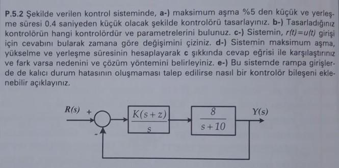 In the control system given in the figure, a-) design | Chegg.com