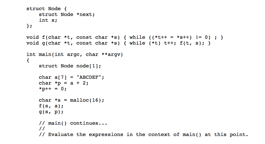 struct Node struct Node *next; int x; 1i void f(char | Chegg.com