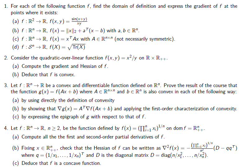 Solved For each of the following function f, ﻿find the | Chegg.com