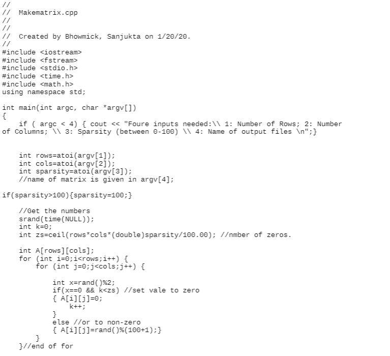 Part 1: Matrix Multiplication. (50) 1. Use the code | Chegg.com
