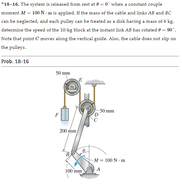 Solved *18-16. The system is released from rest at θ=0∘ when | Chegg.com