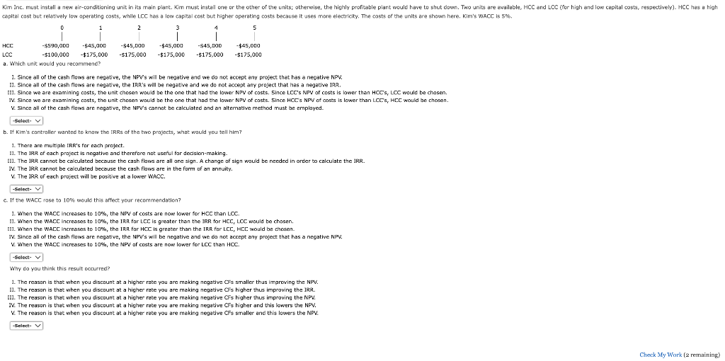 Solved 1. Since all of the cash flows are negative, the | Chegg.com