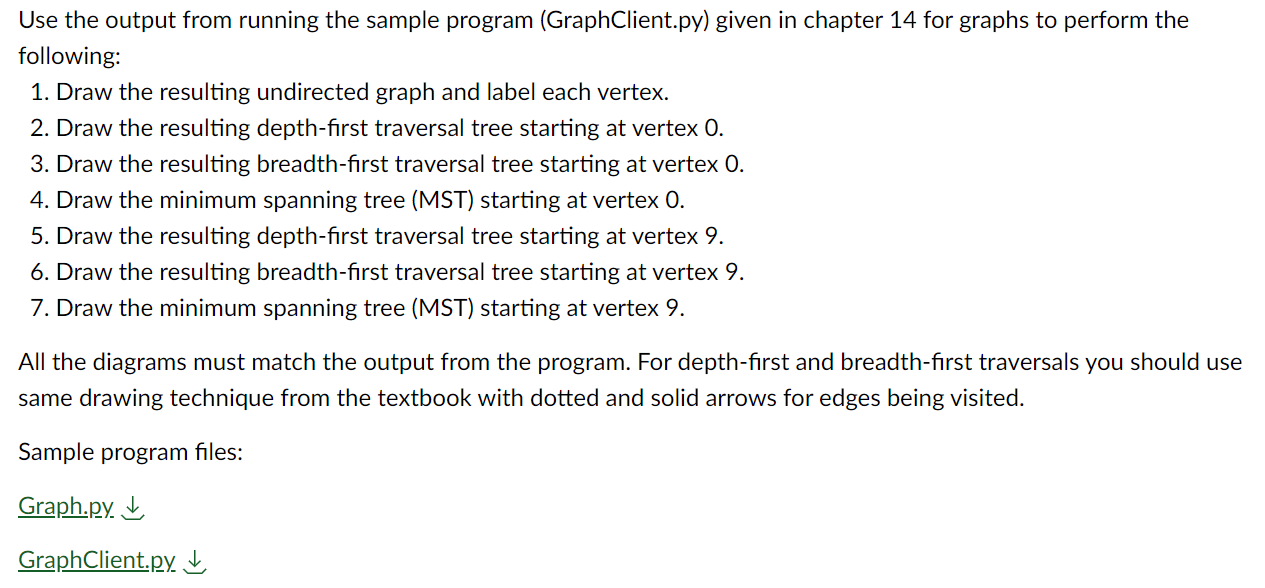 Solved Graph file(# Implement a nondirectional graph using | Chegg.com