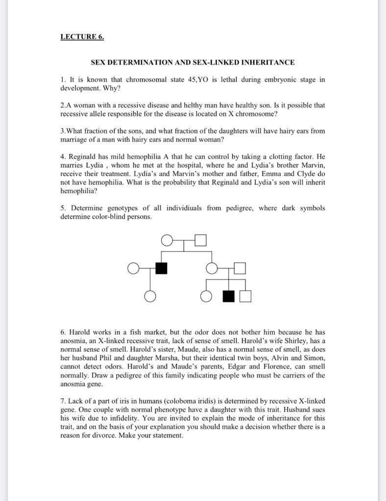 Solved LECTURE 5. PATTERNS OF INHERITANCE Father 1. | Chegg.com