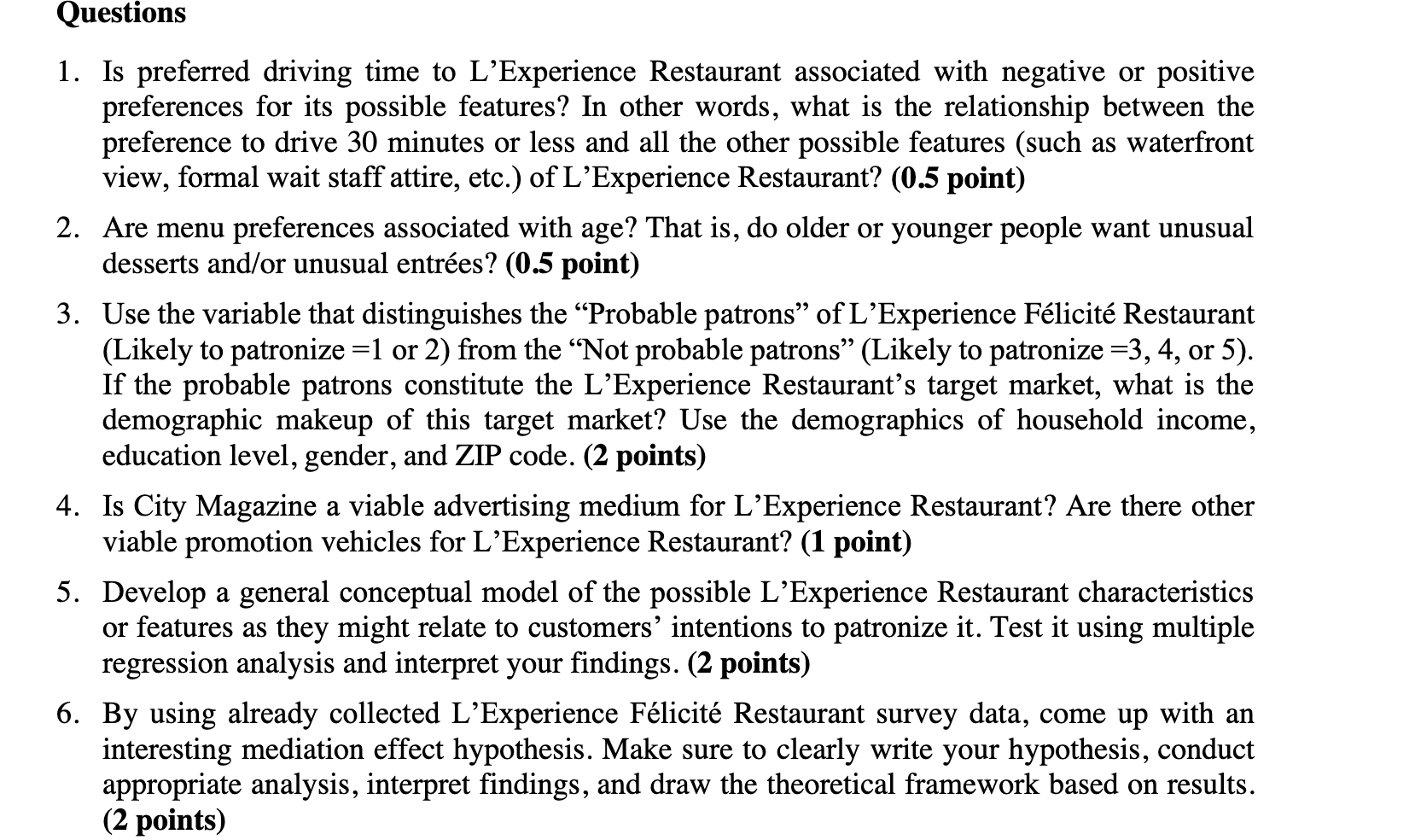 1. Is preferred driving time to L'Experience | Chegg.com