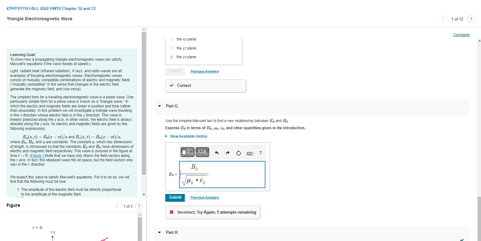 Solved Triangle Electromagnetic Wave 1 of 12 - Part D | Chegg.com