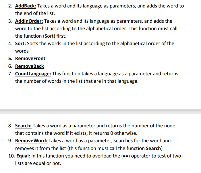 Create a doubly linked list of strings, each string | Chegg.com