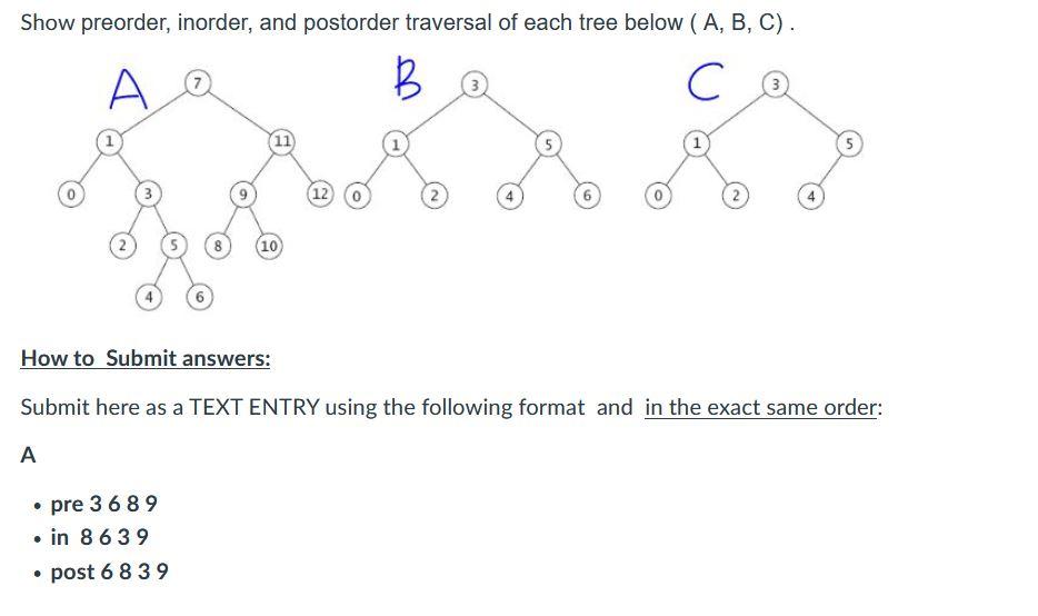 Solved Show preorder, inorder, and postorder traversal of | Chegg.com